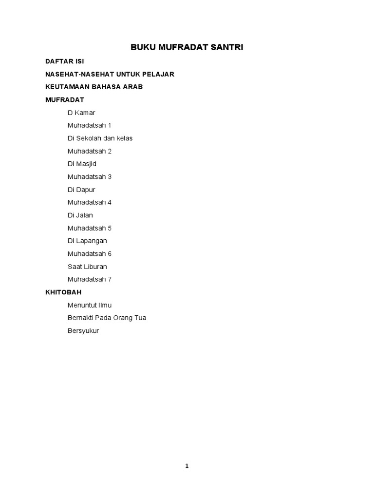 Buku Mufradat Santr1 | PDF