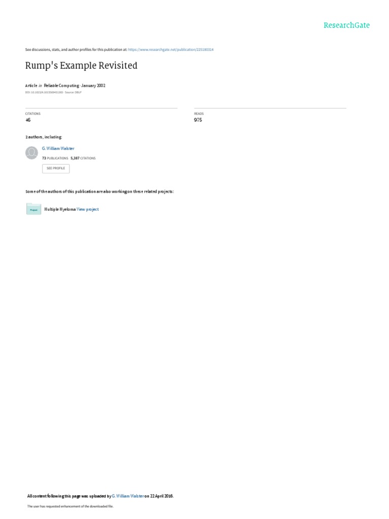 Rump's Example Revisited: Reliable Computing January 2002 | PDF ...