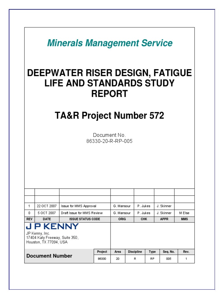 Deepwater Riser Design (Flex Pipe) | PDF | Fatigue (Material ...