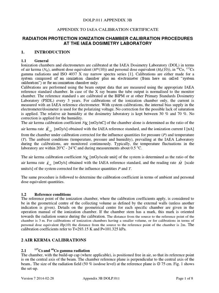 DOLP_011_Appendix_3B | PDF | Dosimetry | Calibration