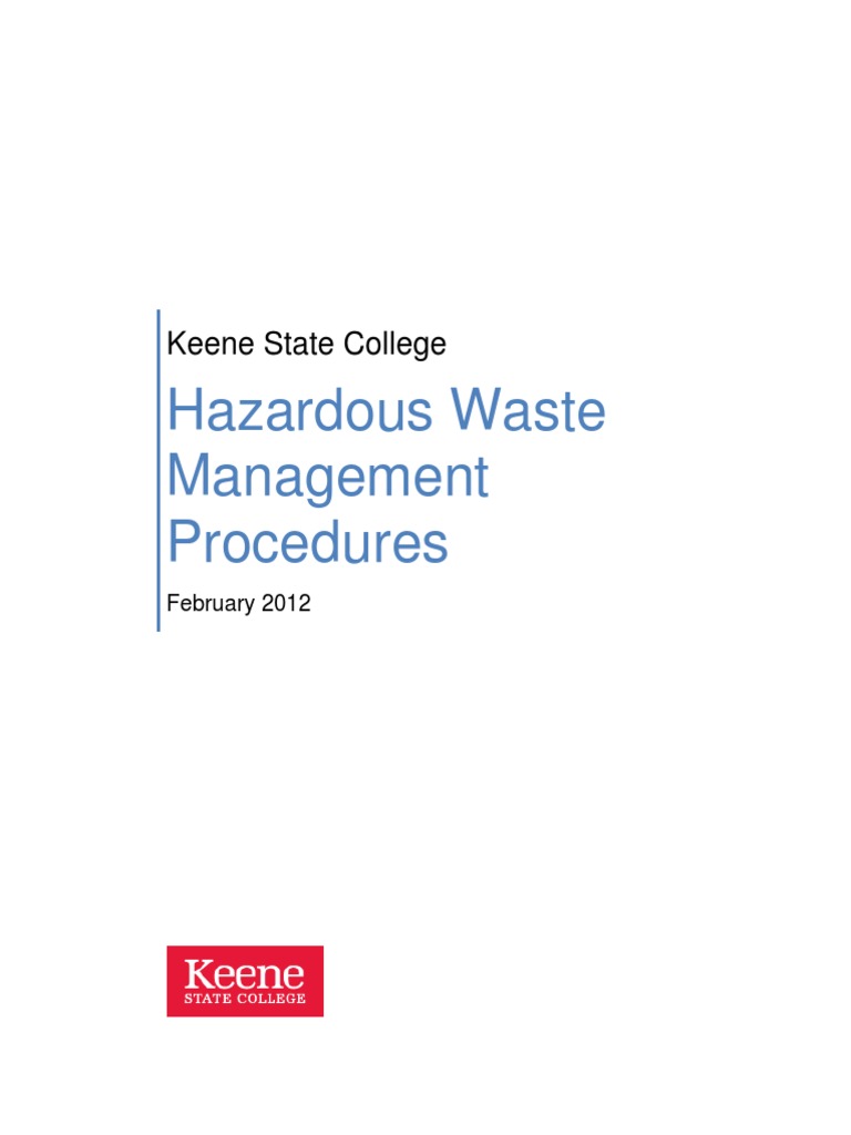 Hazardous Waste Management Procedures: Keene State College | PDF ...