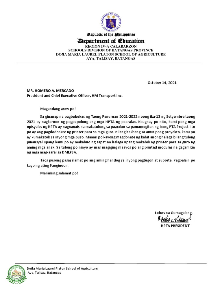 HPTA Letter PDF | PDF