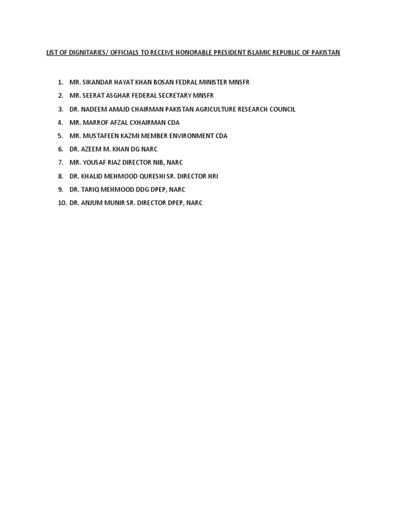 List of Officials | PDF | Travel | Wellness