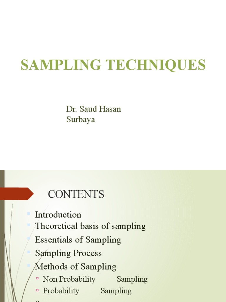 Sampling Techniques | PDF | Sampling (Statistics) | Stratified Sampling