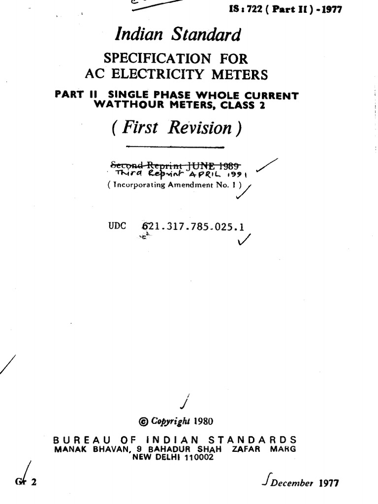 Indian Standard: Specification For Ac Electricity Meters | Download ...