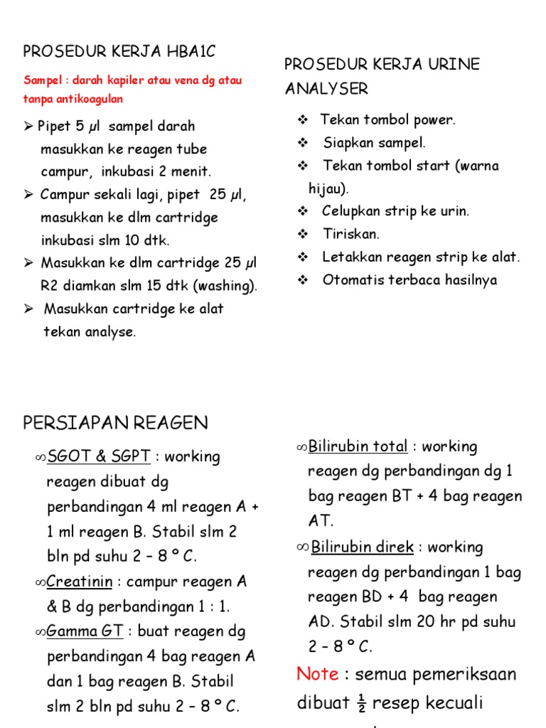 Prosedur Kerja Hba1c | PDF