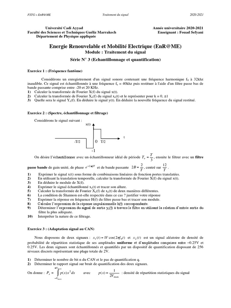 Traitement du Signal en Énergie Renouvelable | PDF | Filtre ...