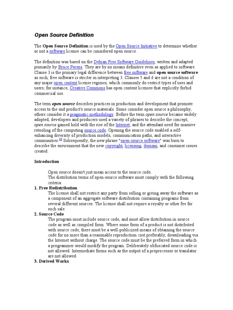 Open Source Definition | PDF | Free Software | Proprietary Software