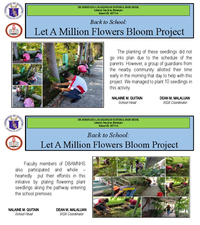Let A Million Flowers Bloom Project: Back To School | PDF