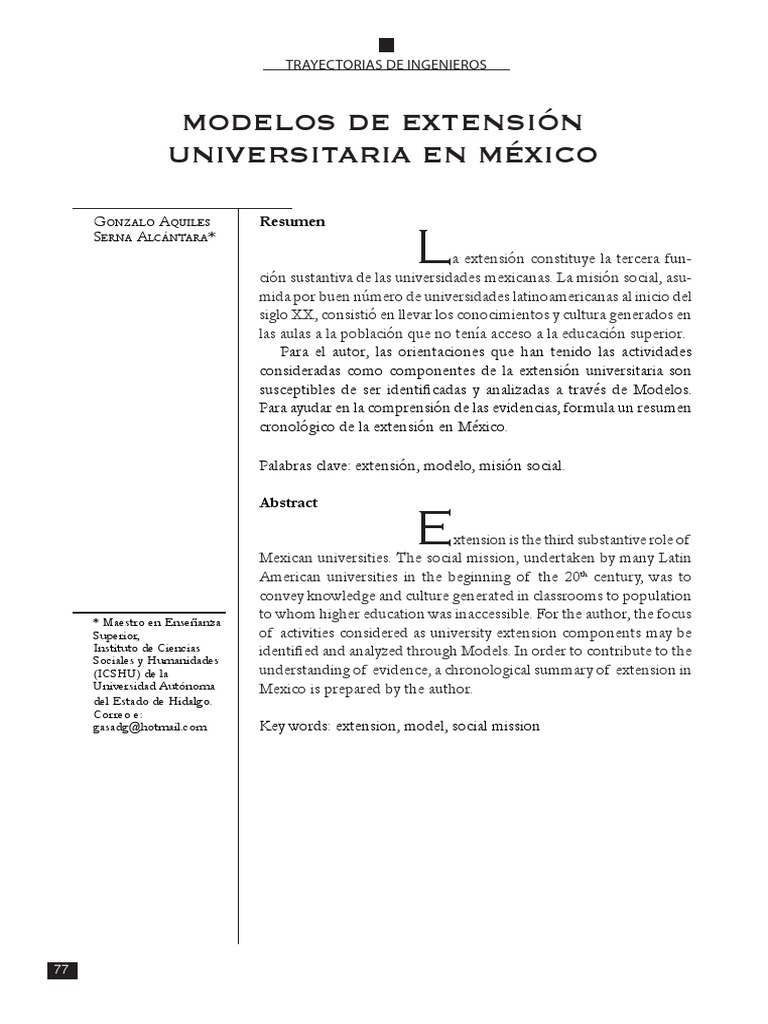 Modelos de Extensión Universitaria en México | Descargar gratis PDF ...