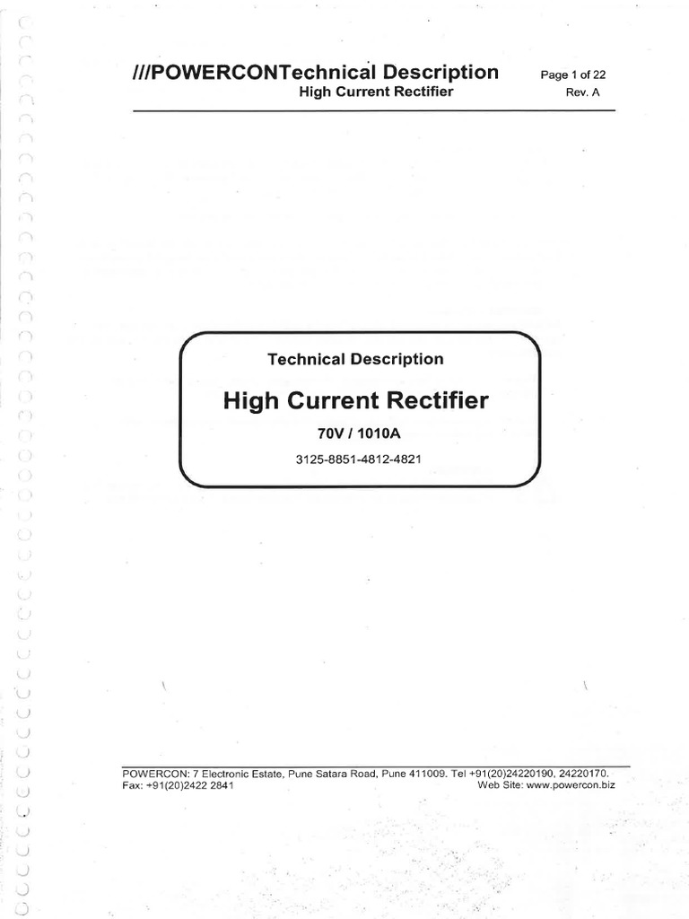 H2 Plant Rectifier Specification | PDF