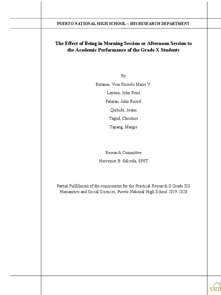 The Effect of Being in Morning Session or Afternoon Session To The ...