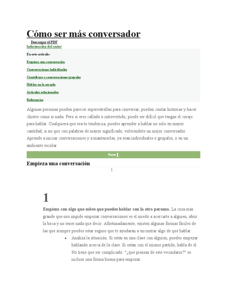 Cómo Ser Más Conversador | PDF