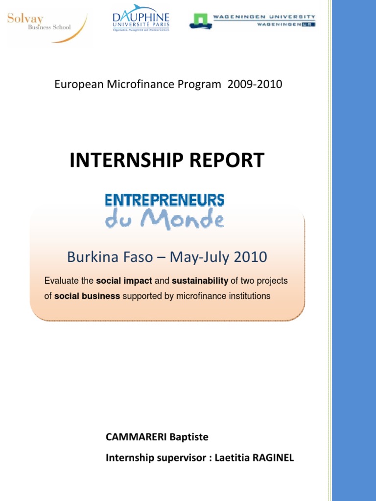 Internship Report EDM BCamareri | PDF | Microfinance | Entrepreneurship