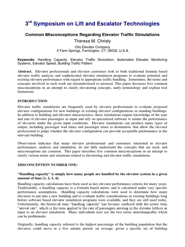 Clarifying Common Misconceptions Regarding Elevator Traffic Simulations | PDF | Elevator ...