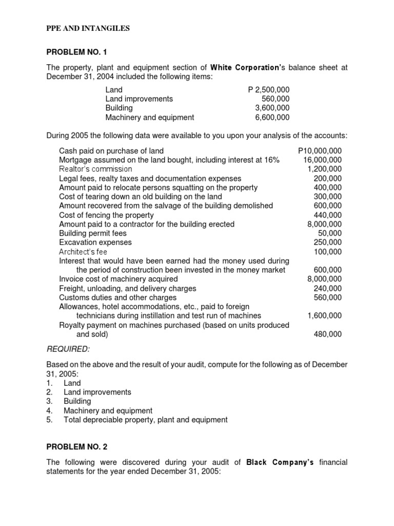 Lecture Problems - Ppe and Intangibles | PDF | Goodwill (Accounting) | Depreciation
