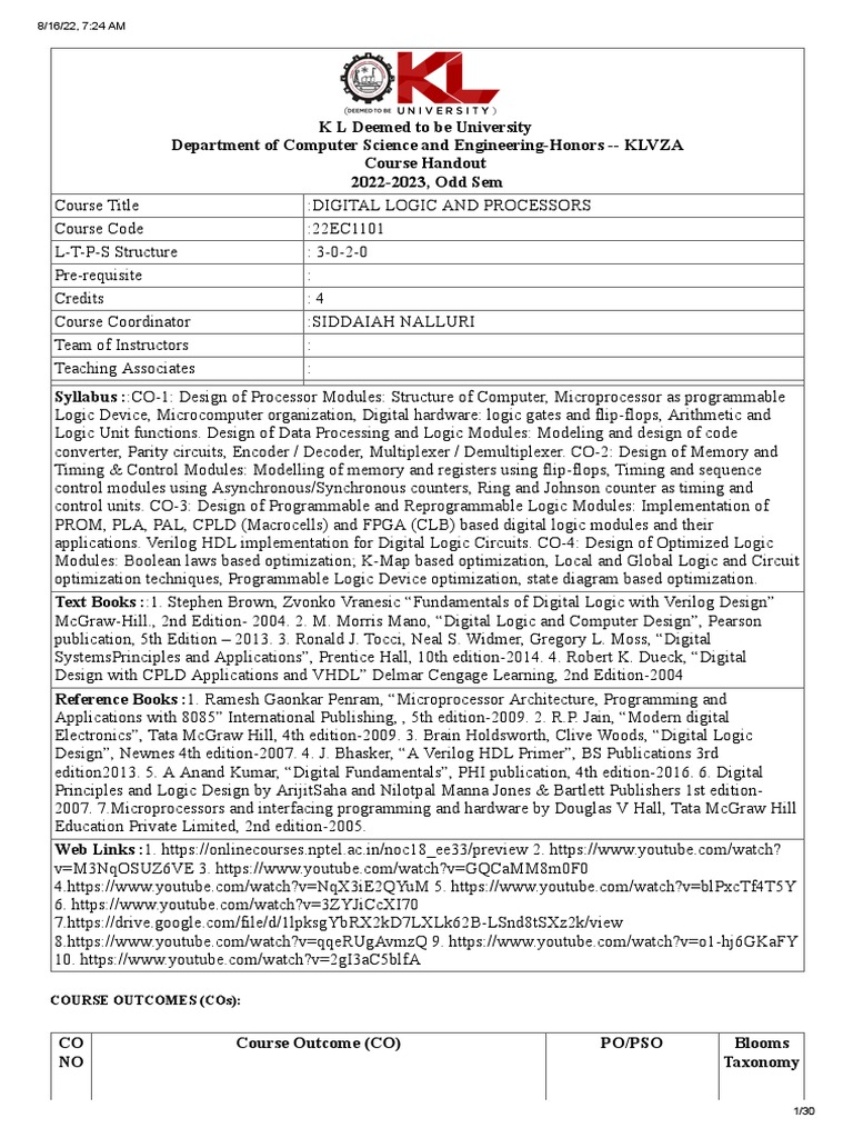 DLP Handout | PDF | Engineering | Logic Gate
