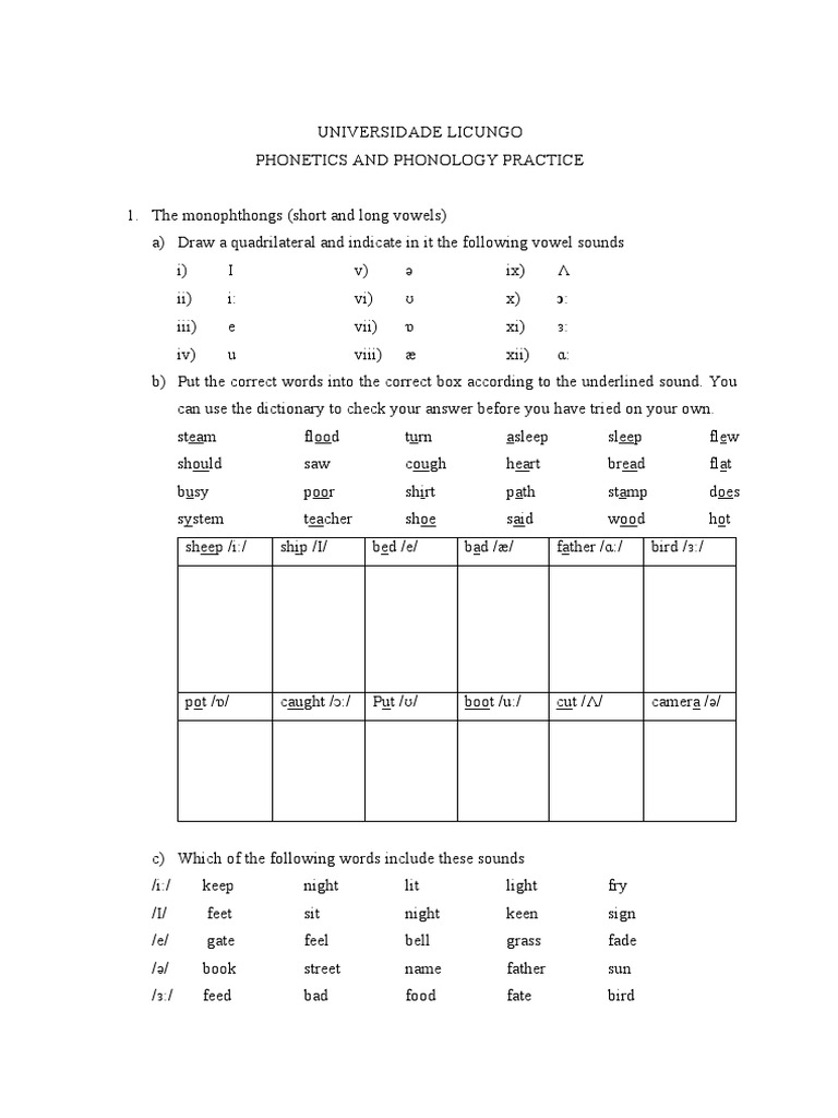 Phonetics and Phonology Exercises | PDF | Phonetics | Linguistics