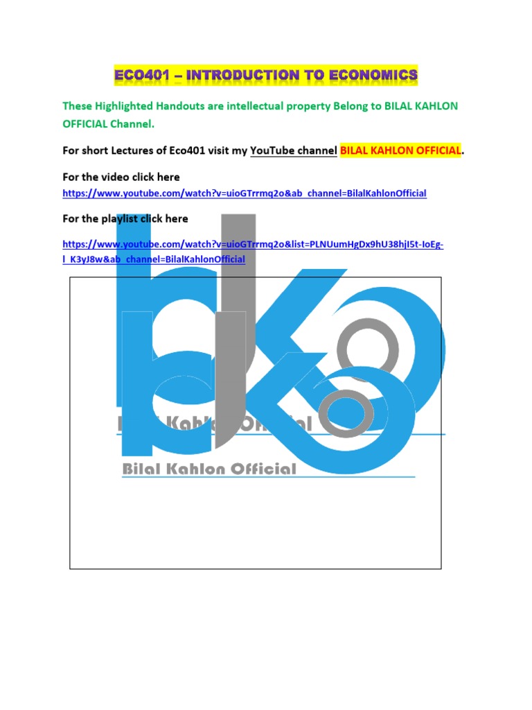 Eco401 Highlighted Handouts by Sir Bilal Kahlon | PDF | Supply And ... Eco401 Highlighted Handouts by Sir Bilal Kahlon | PDF | Supply And ...