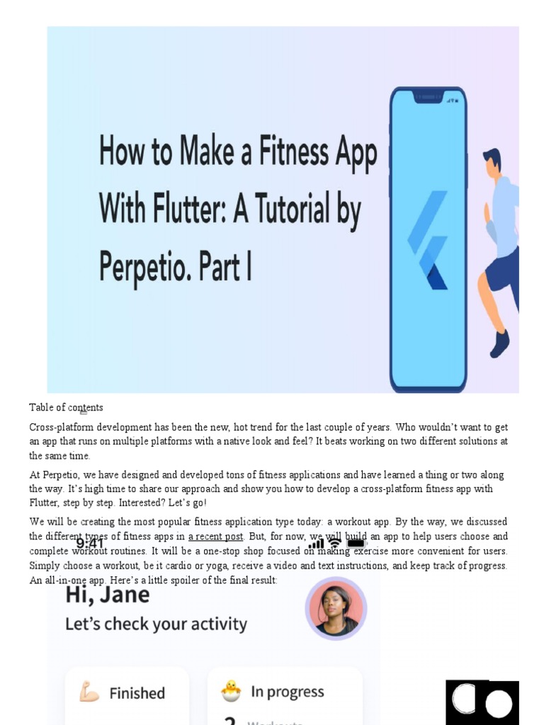 How To Make A Fitness App With Flutter - A Tutorial by Perpetio. Part I | PDF | Ios | Mobile App