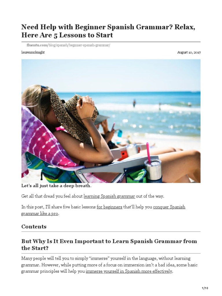 Need Help With Beginner Spanish Grammar? Relax, Here Are 5 Lessons To ...