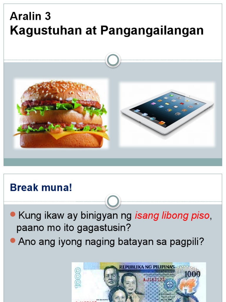 Aralin 3 Kagustuhan at Pangangailangan | PDF