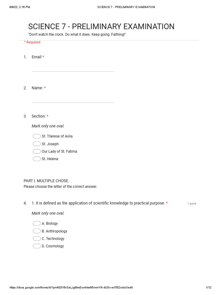 Grade 7 - Science - Preliminary Examination | PDF | Chemistry | Chemical Compounds