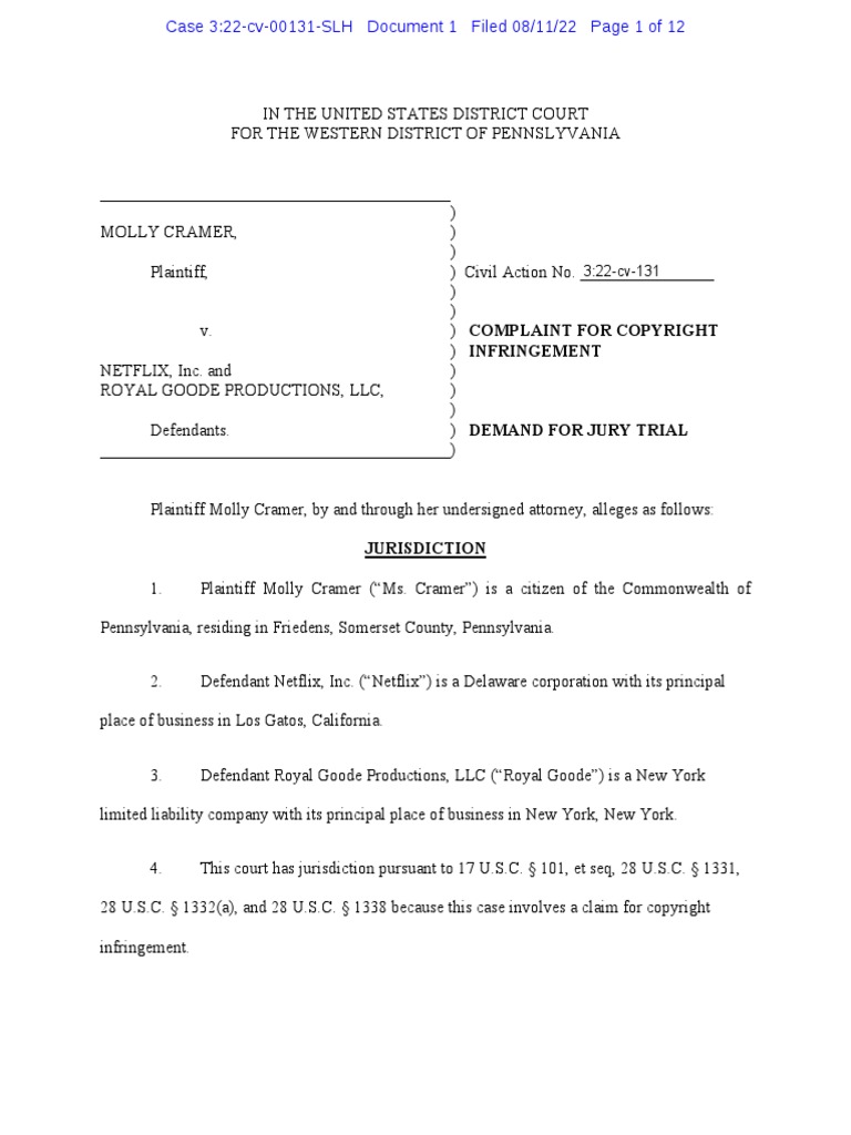 Cramer v. Netflix: Copyright Infringement Case | PDF | Copyright ...