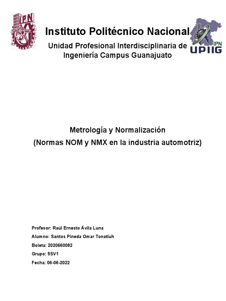 Santos - Omar - Normas NOM y NMX | PDF | México | Coche