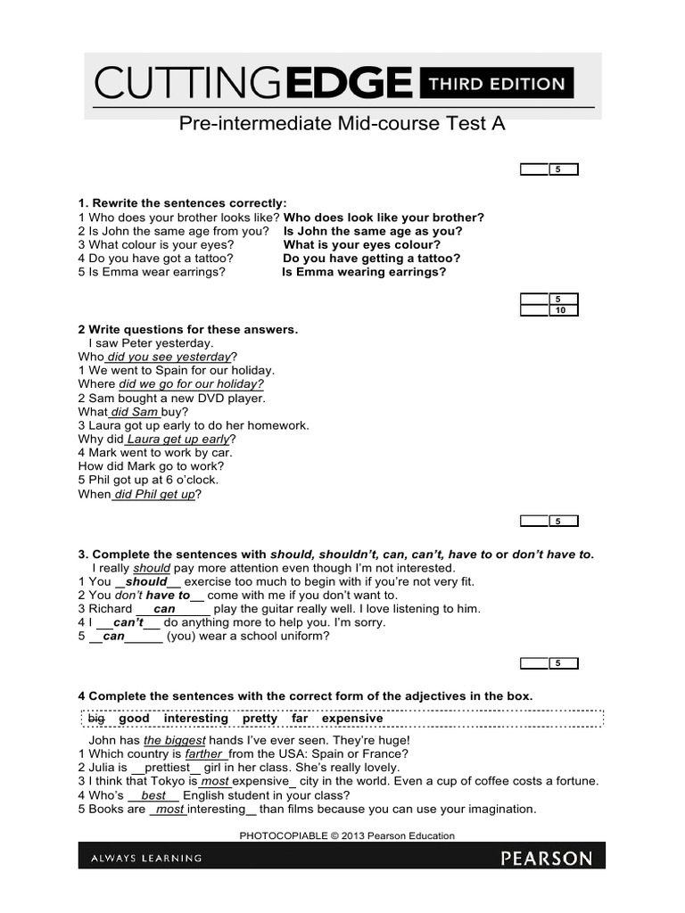 Preintermedi 1 7 Mid Course | PDF