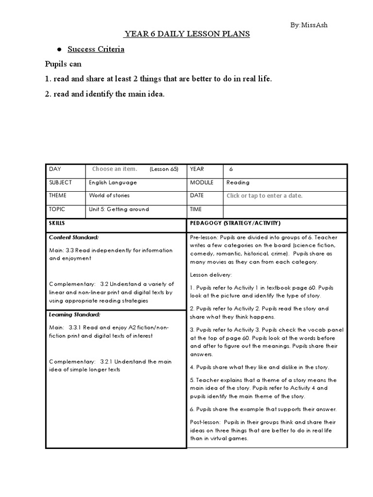 Y6 e L65 - L69 (U5) | PDF | Teachers | Lesson Plan