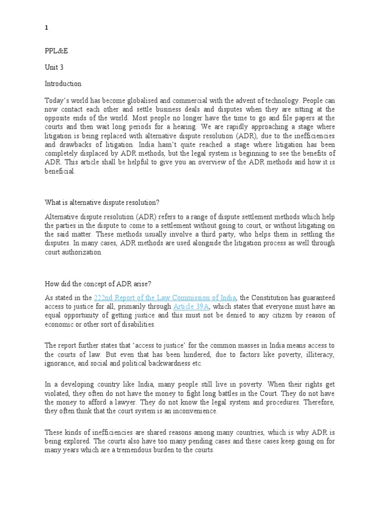 Pple Unit 3 | PDF | Mediation | Arbitral Tribunal