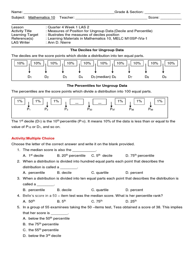 The Deciles For Ungroup Data: P P P P P P P | Download Free PDF ...