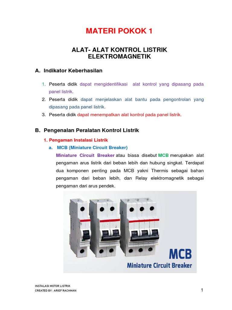 Materi Pengantar Instalasi Motor Listrik Kelas XI | PDF