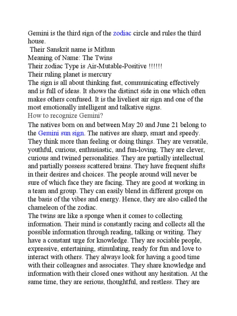 Zodiac: How To Recognize Gemini? | PDF | Wellness