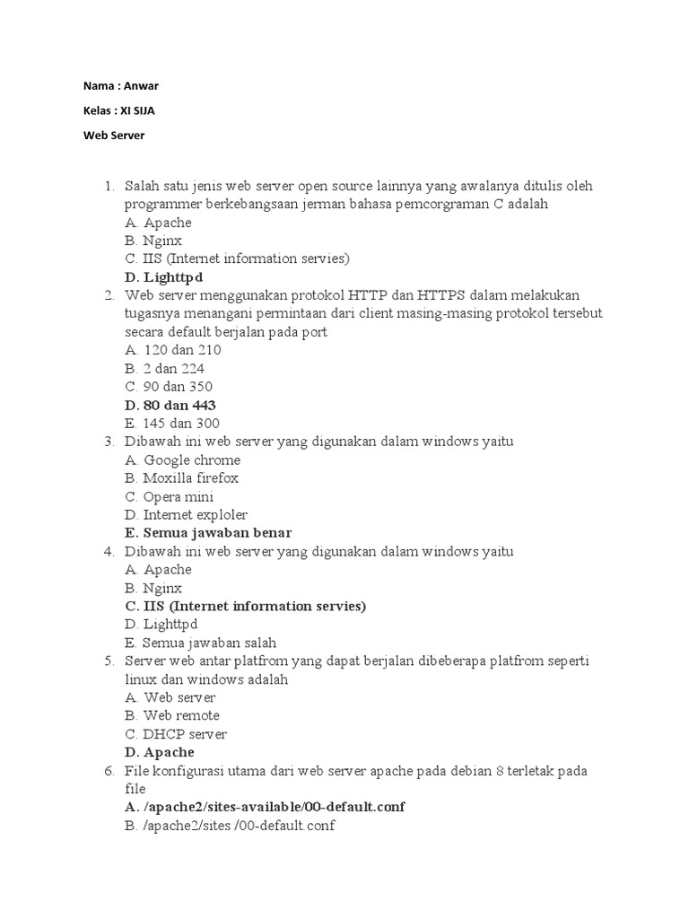 Soal PG Web Server & DNS & Mail Server | PDF