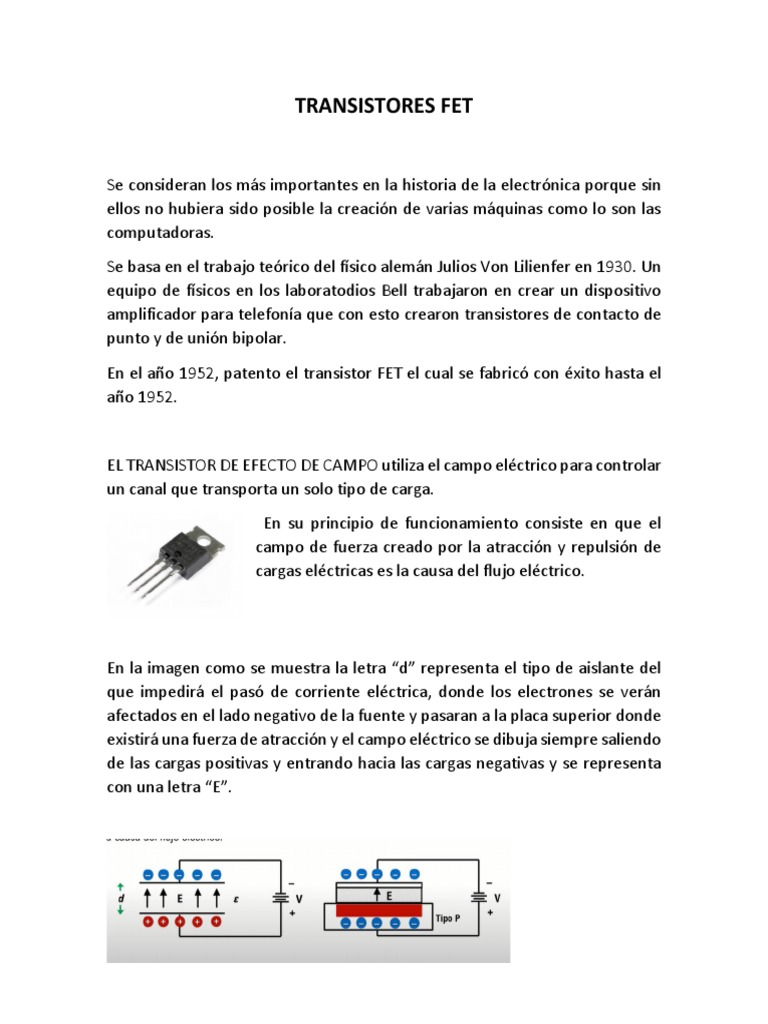 Funcionamiento de Transistores FET | PDF | Transistor | Transistor de ...