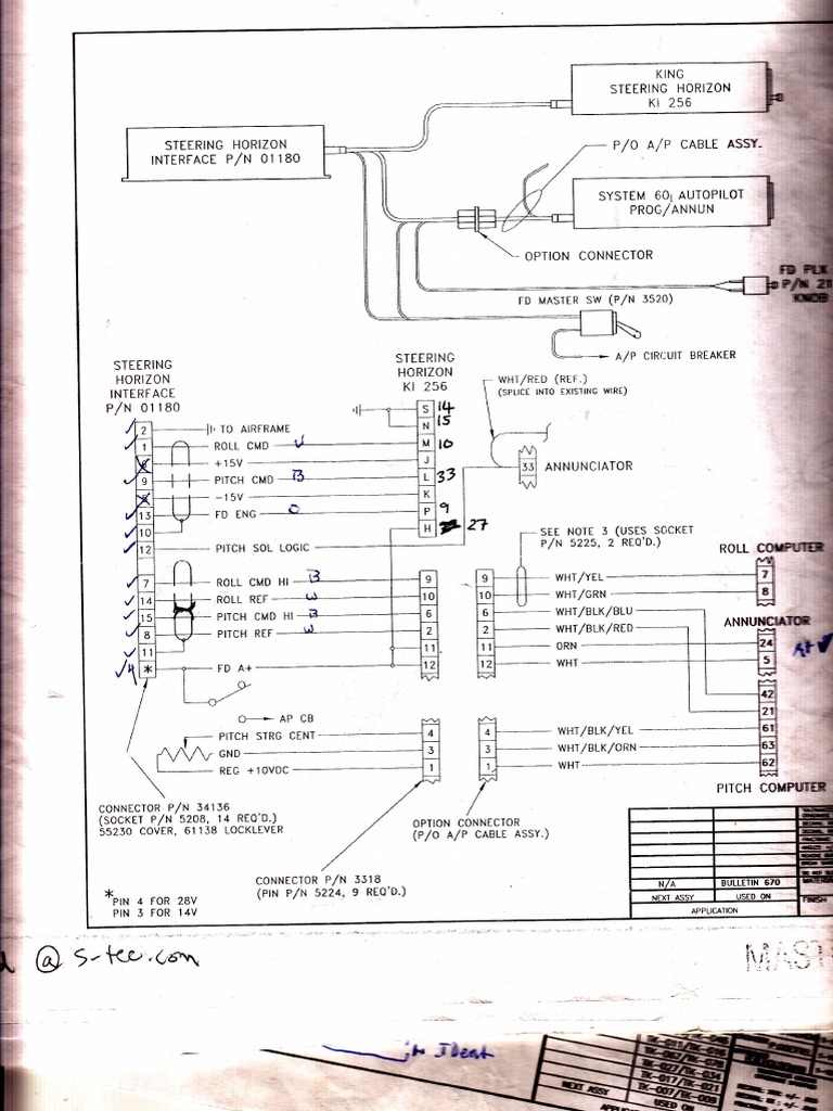 Document outlining the wiring diagram and connections for a steering ...