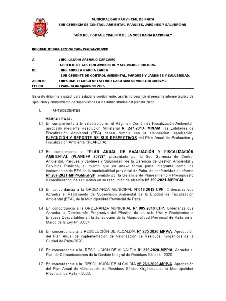 Informe de Supervision MPP | PDF | Residuos | Cuestiones ambientales
