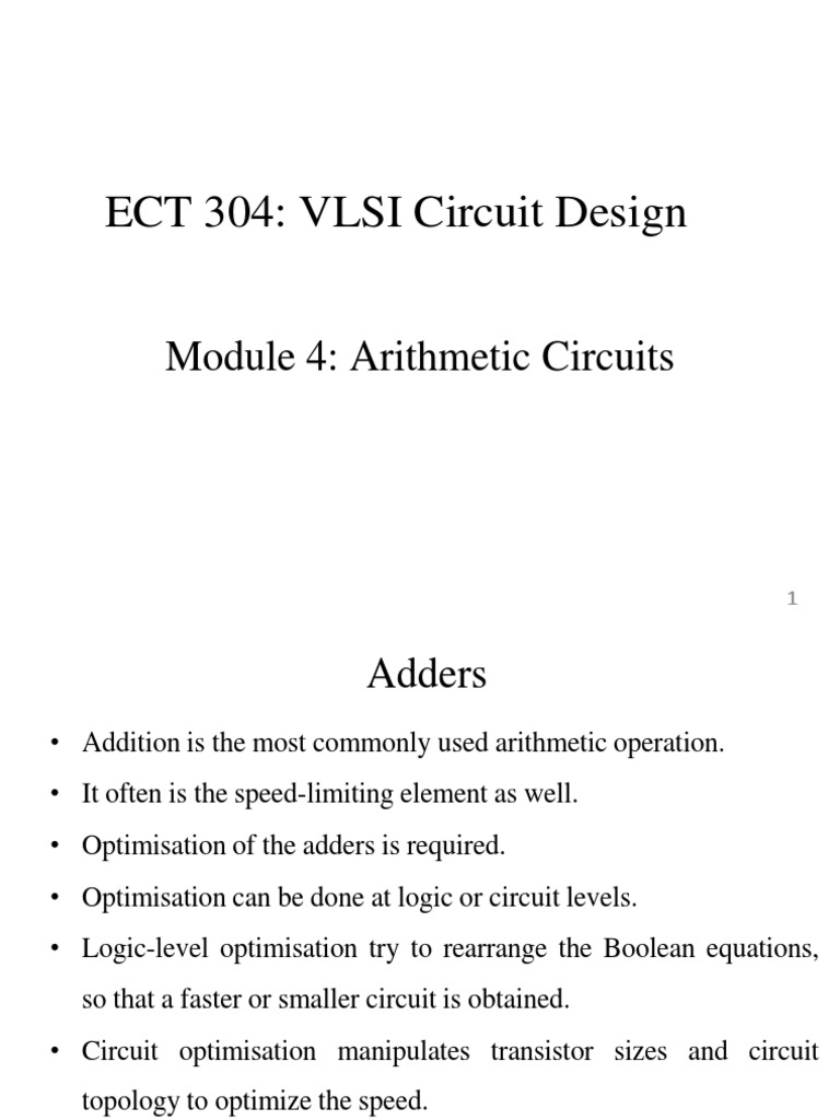 ECT 304: VLSI Circuit Design: Module 4: Arithmetic Circuits | Download Free PDF | Arithmetic ...