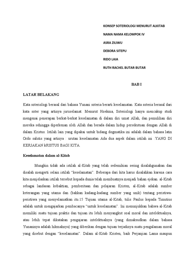 KONSEP SOTERIOLOGI MENURUT ALKITAB Kel IV | PDF