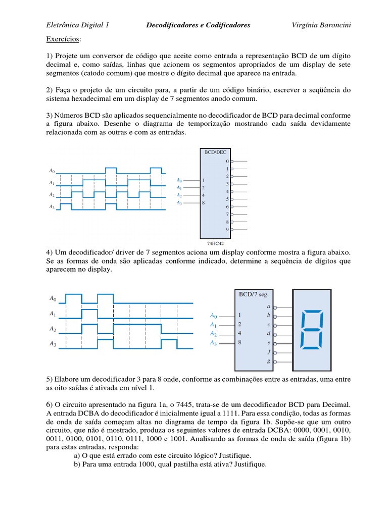 Projetos e análises de circuitos digitais com decodificadores e ...