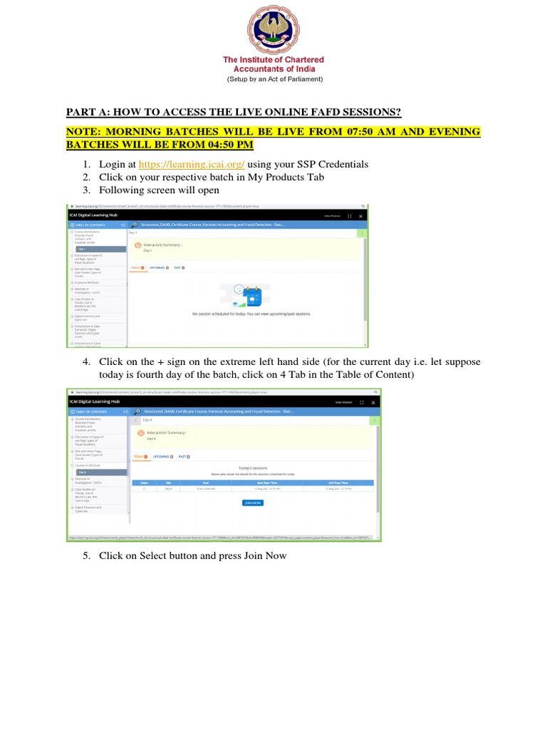 Part A: How To Access The Live Online Fafd Sessions? Batches Will Be ...