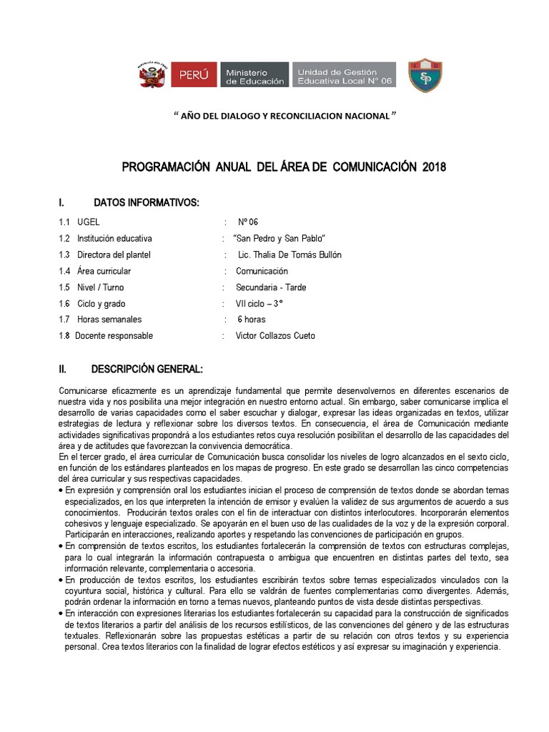 Programación Anual 3ro Victor | PDF | Publicidad | Comunicación
