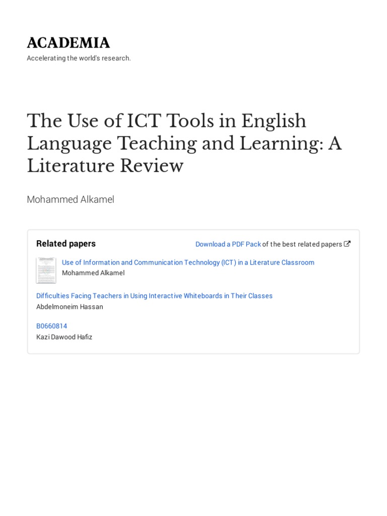 The Use of Ict Tools in English Language Teaching And-With-Cover-Page ...