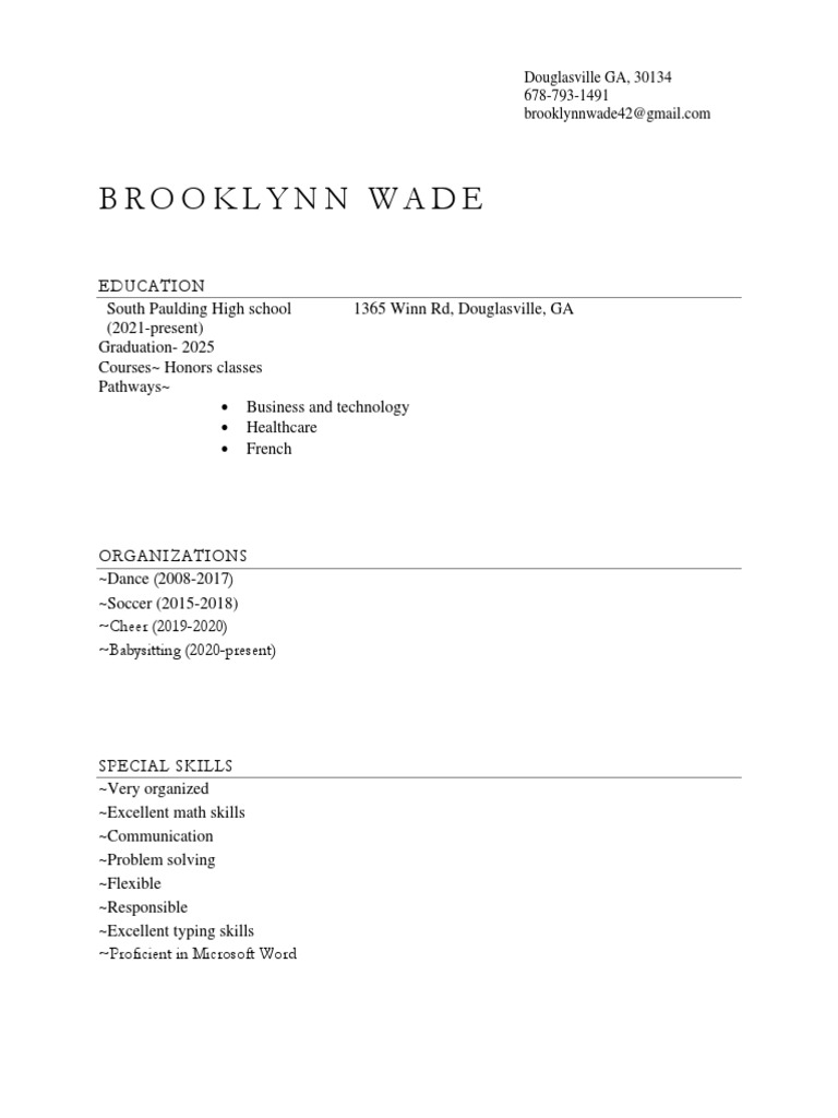 Sample High School Resume | PDF