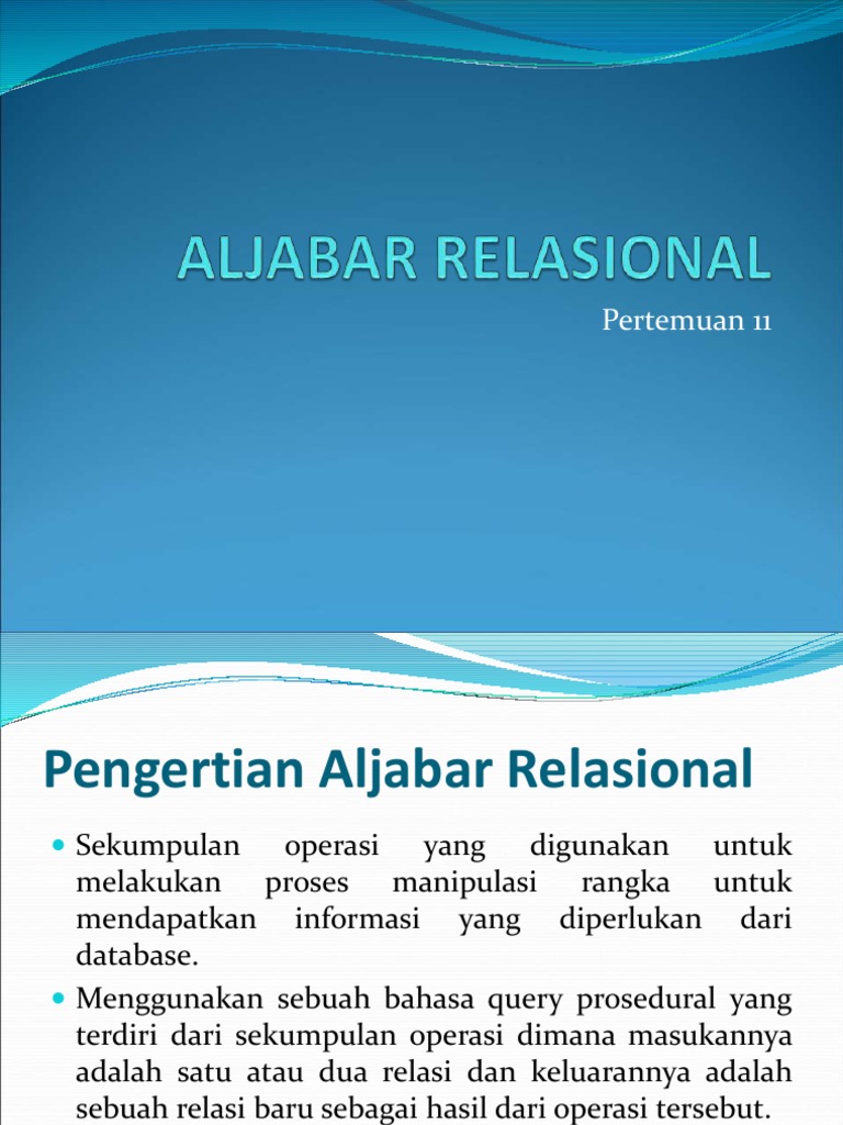 Operasi Aljabar Relasional dalam Database | PDF