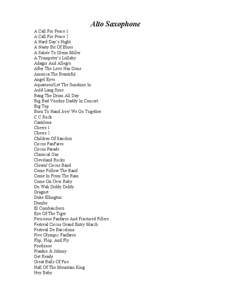 Alto Saxophone Sheet Music Collection | PDF