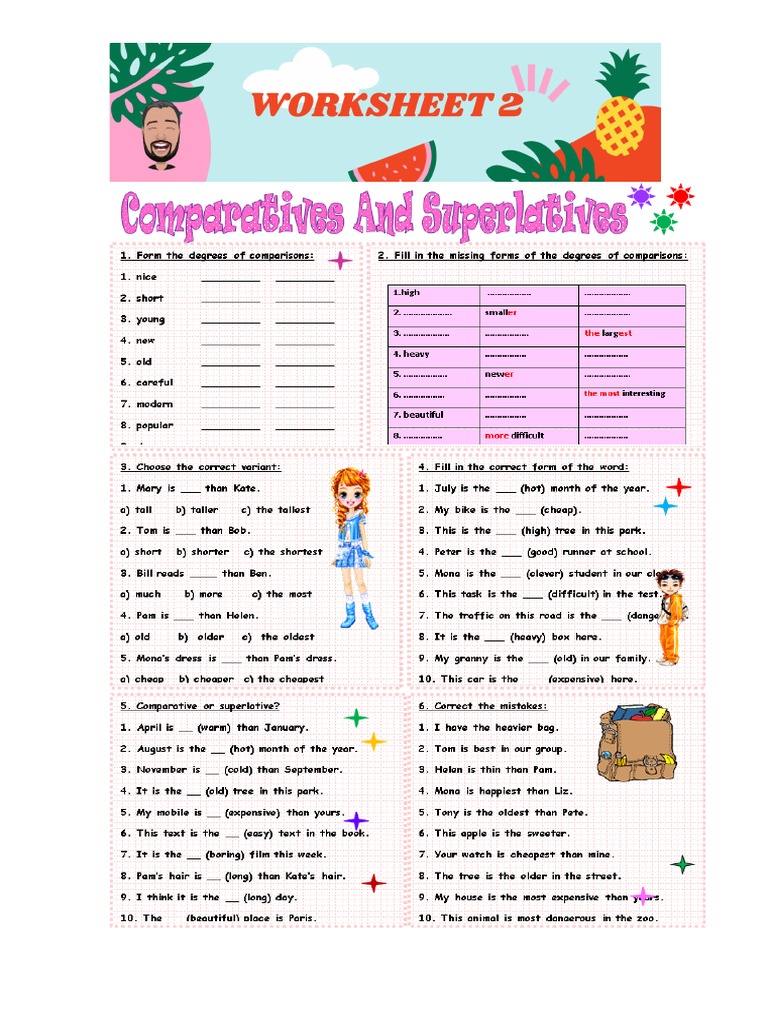 Woorksheet 2 Comparative and Superlative | PDF