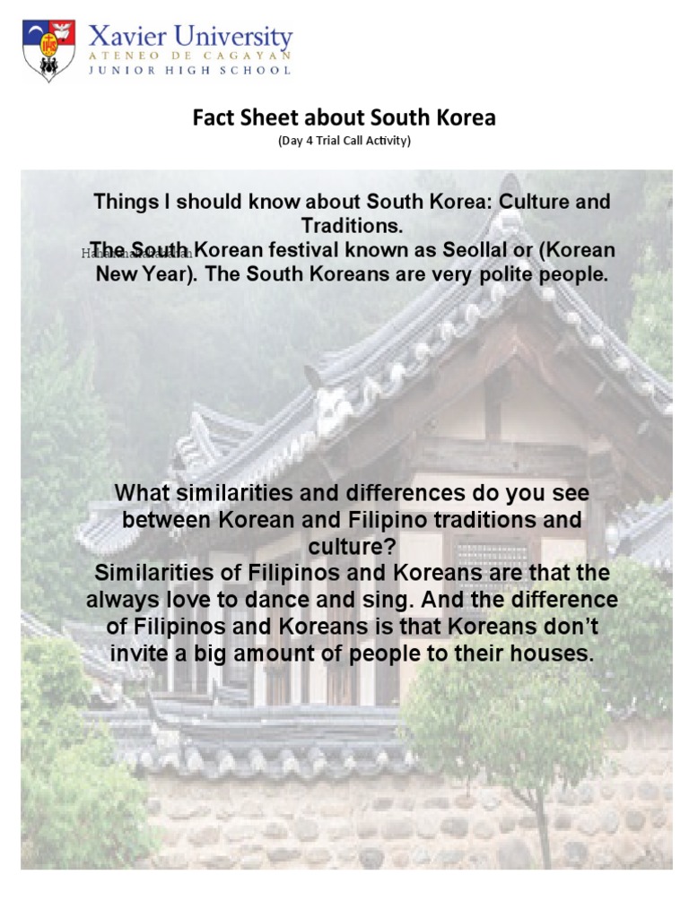 DAY 4 Fact Sheet About South Korea | PDF